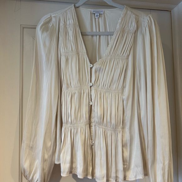 Current Air | Tops | Current Air Cream Pleated Blouse | Poshmark
